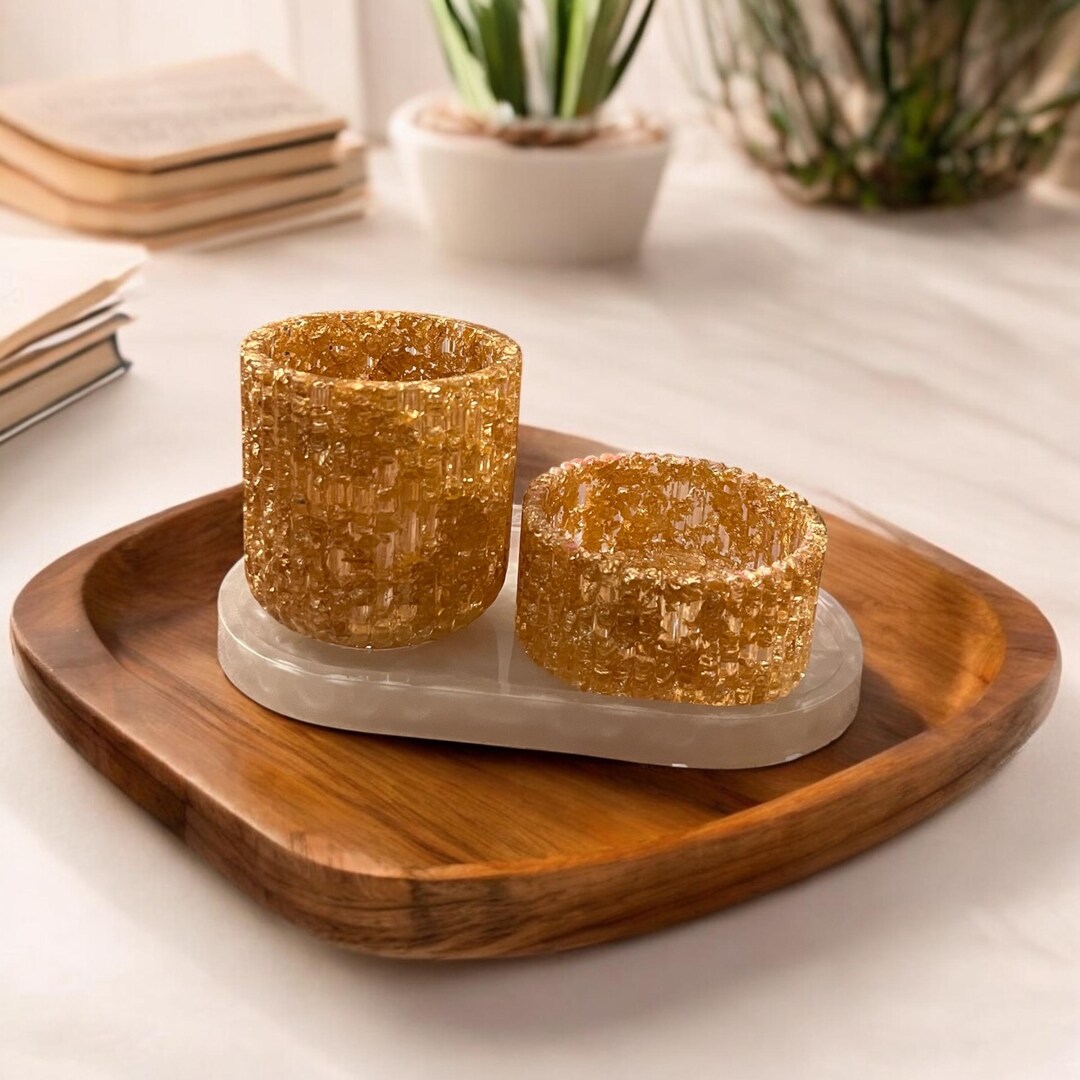 Handmade Luxury Epoxy Resin Set: Tray and Decorative Containers - Etsy