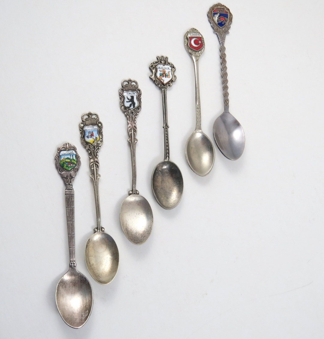 Vintage Spoon Collection, 6 Countries Travel Souvenir Spoons, Bullfight ...