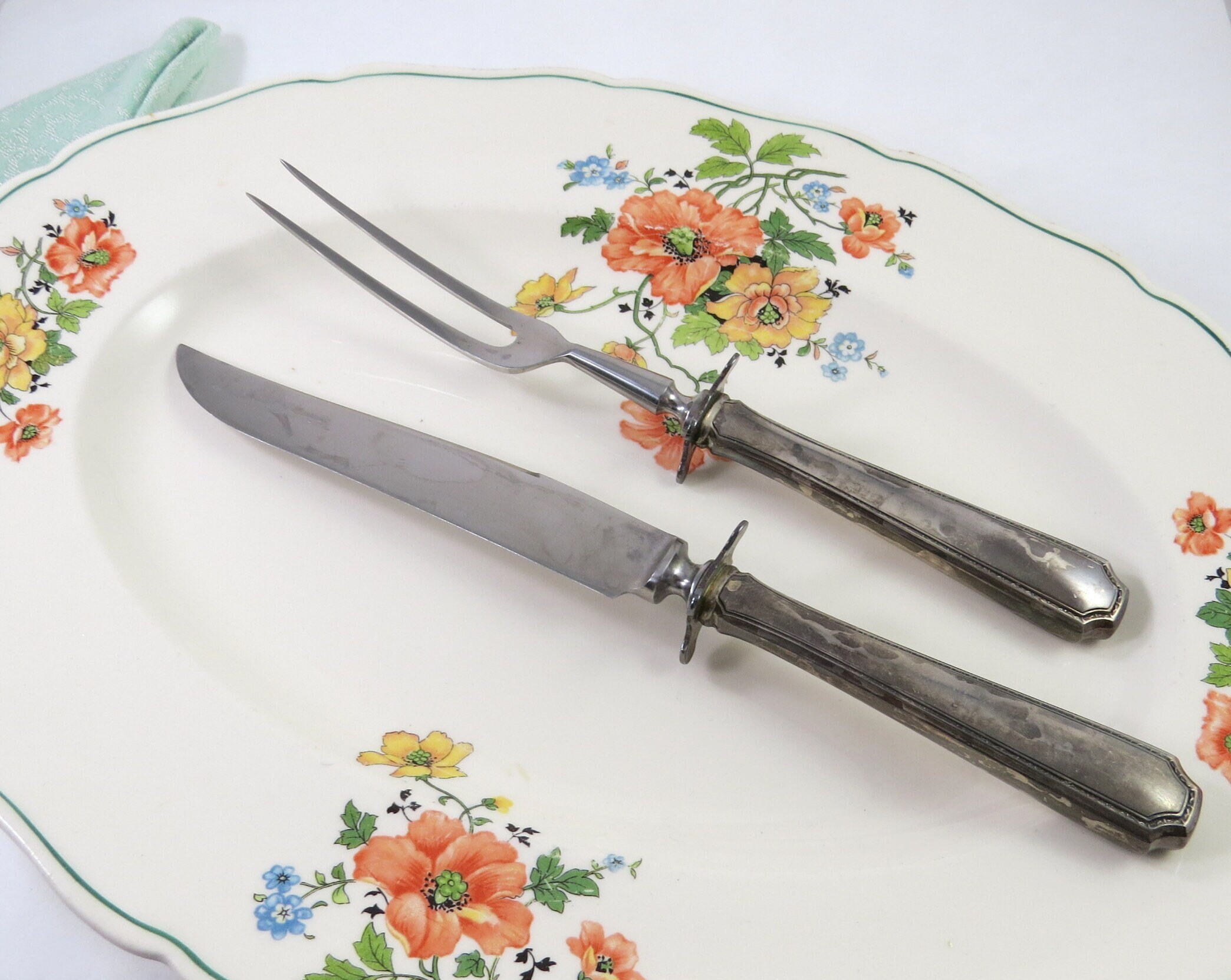 Vintage Carving Set, Carving Knife and Fork With Knife Rest Legs ...
