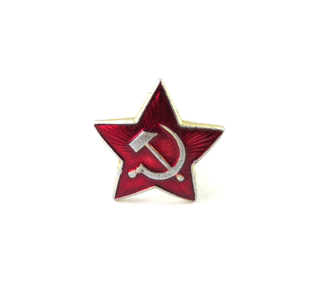 Vintage Soviet Cap Badge, Red Star With Hammer and Sickle, Militaria ...