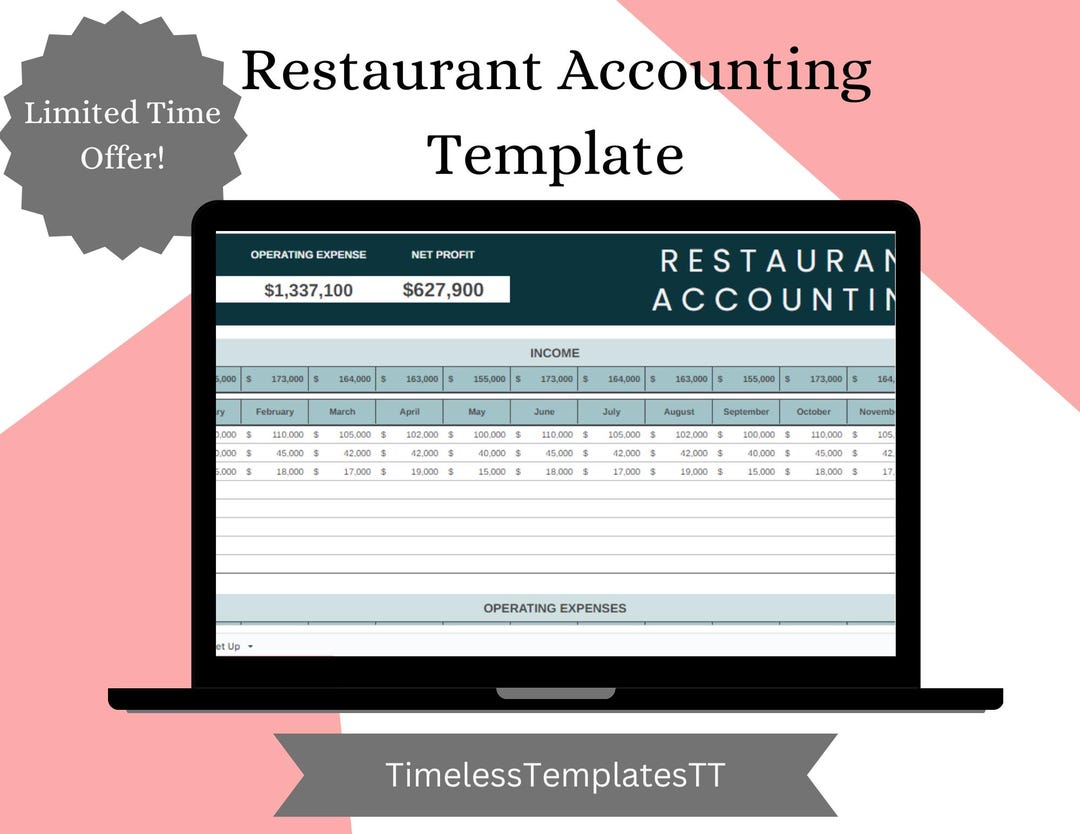 Restaurant Accounting Template Easy Google Sheets Tracker for Finances ...