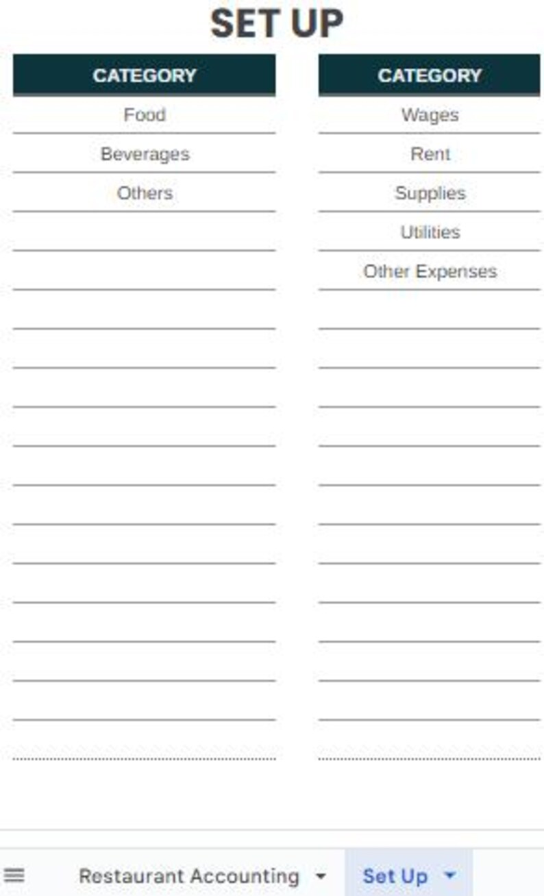 Restaurant Accounting Template Easy Google Sheets Tracker for Finances ...