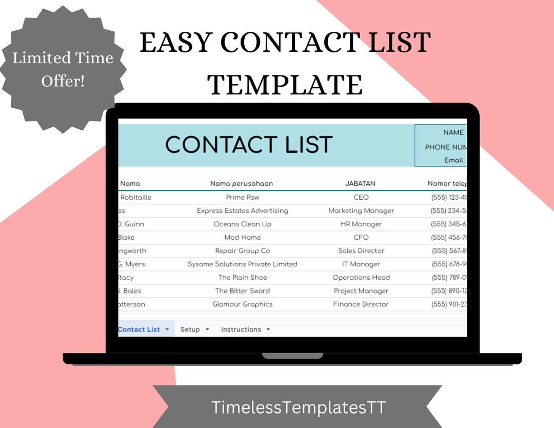 EASY CONTACT LIST Template Google Sheets Client & Business Contacts - Etsy