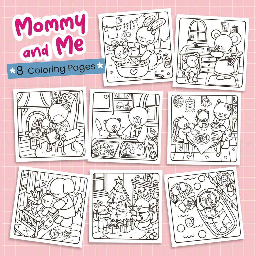 Mommy and Me Coloring Pages - Etsy