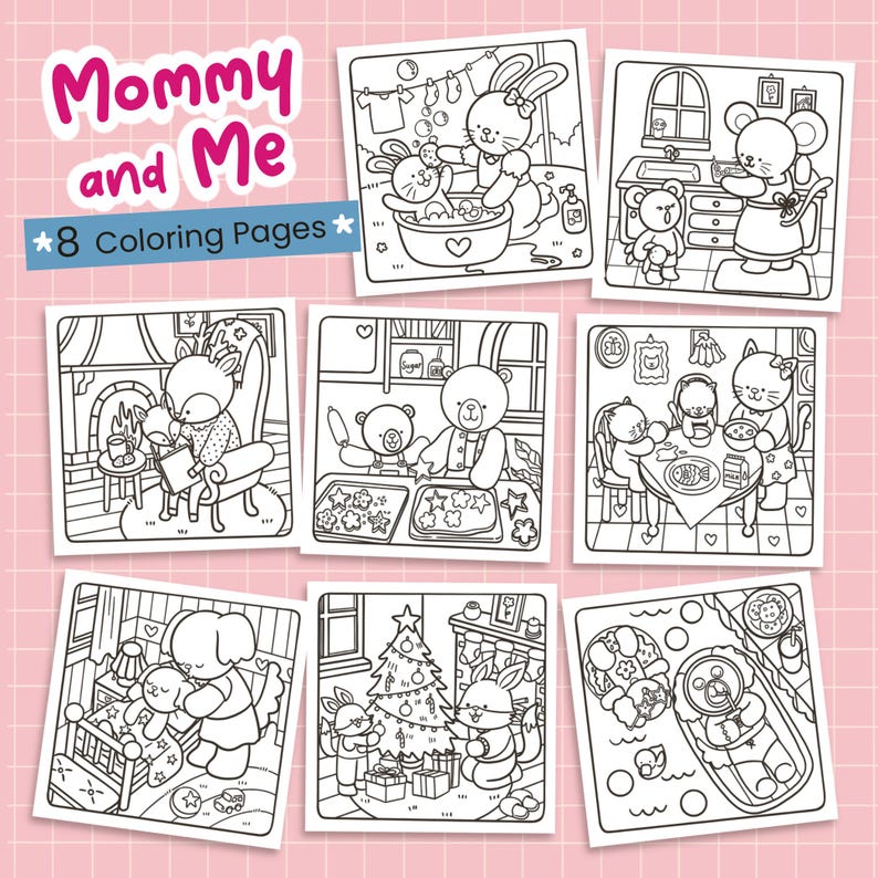 Mommy and Me Coloring Pages - Etsy