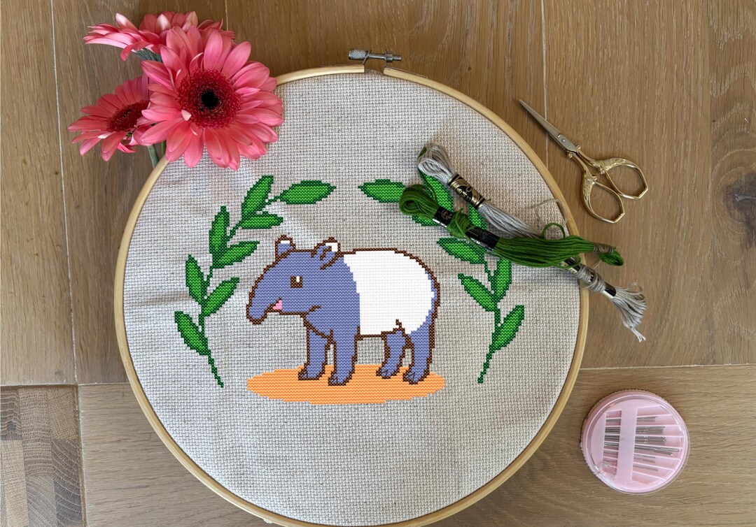 Tapir Cross Stitch Pattern: Easy Beginner Design (PDF Pattern) - Etsy
