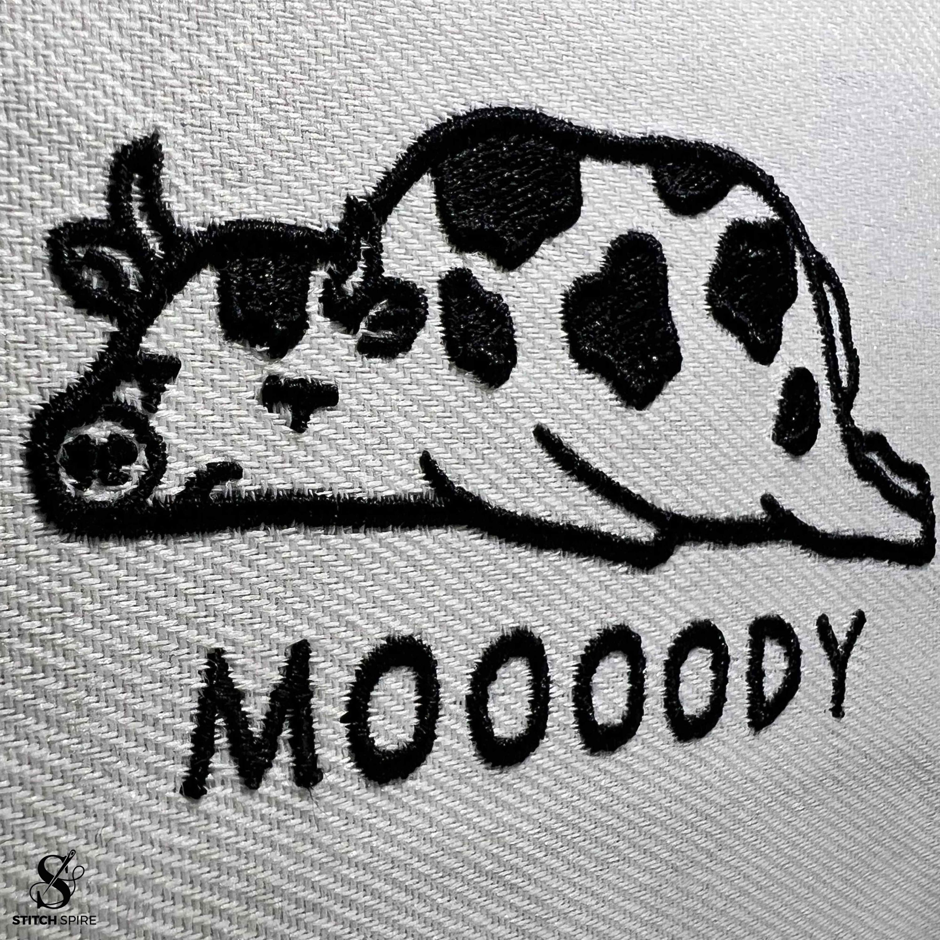 Lazy Moody Cow Embroidery Design Files for Hats and Beanie, Trendy ...