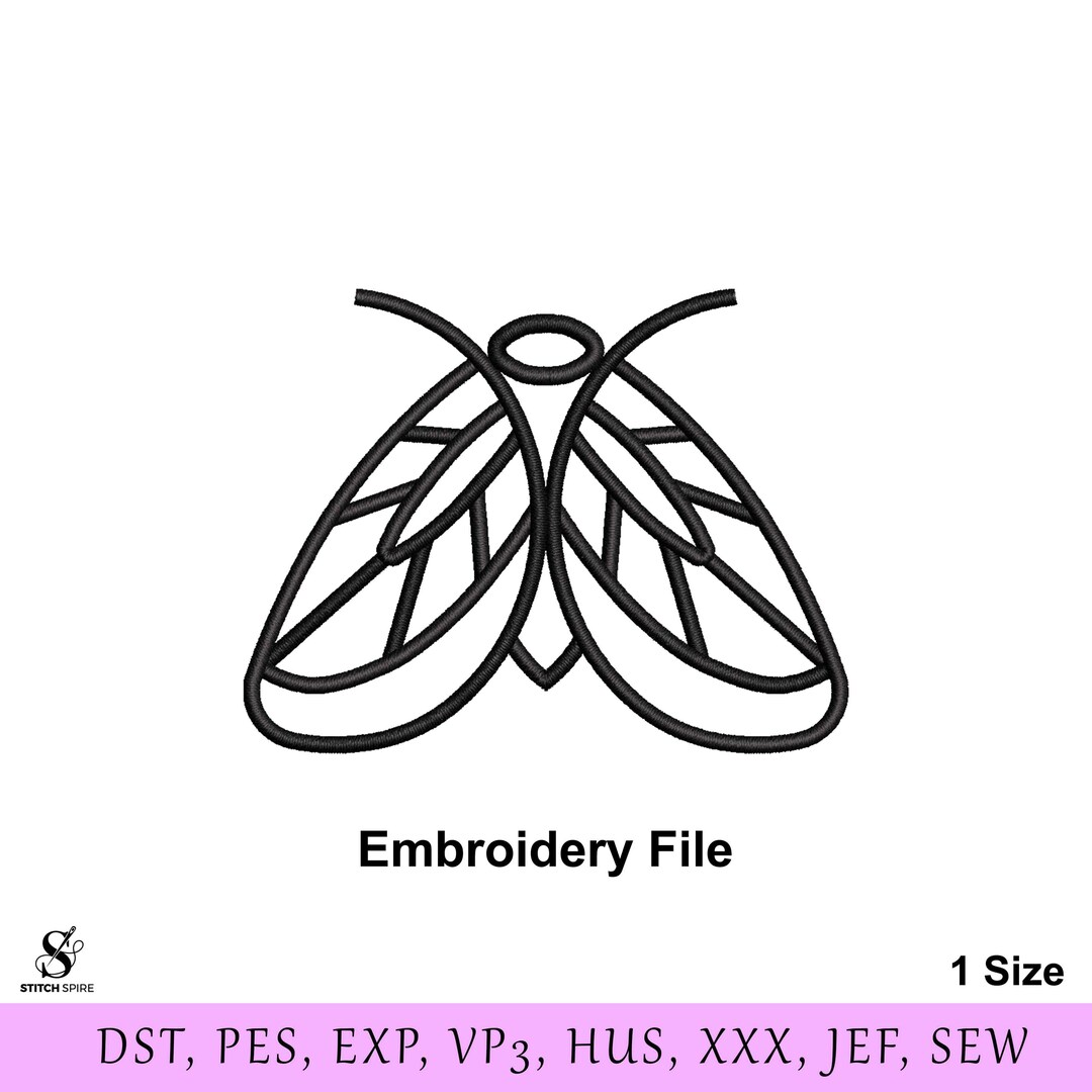 Moth Machine Embroidery Design File for Hats and Beanies, Trendy ...