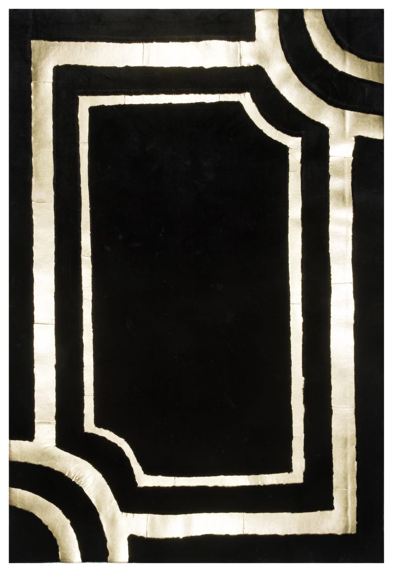 Plush Black and Gold Rug for Cozy Home, Handmade Elegant Plush Black ...