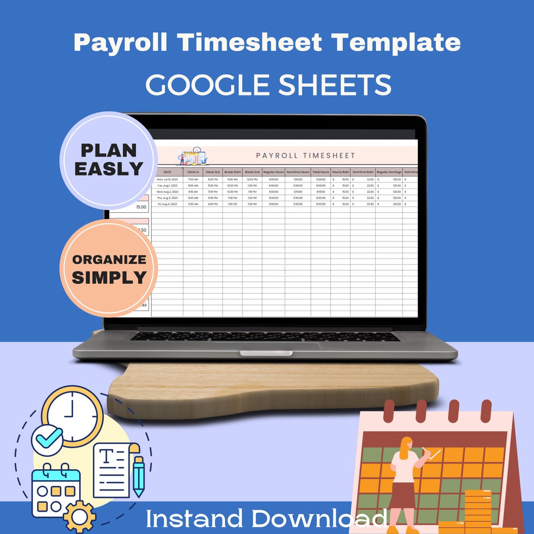 Customizable Payroll Timesheet Template | Google Sheets Spreadsheet for ...