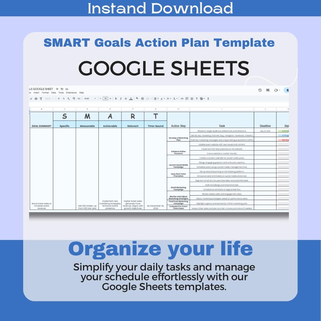 SMART Goals Action Plan Template for Event Marketing Success I Ultimate ...