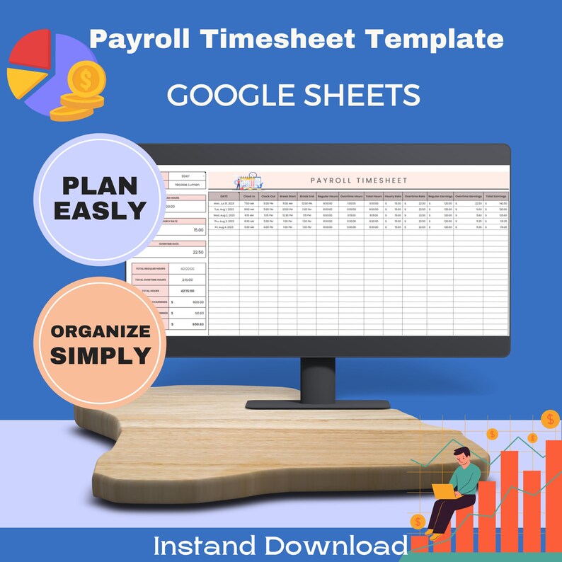 Customizable Payroll Timesheet Template | Google Sheets Spreadsheet for ...