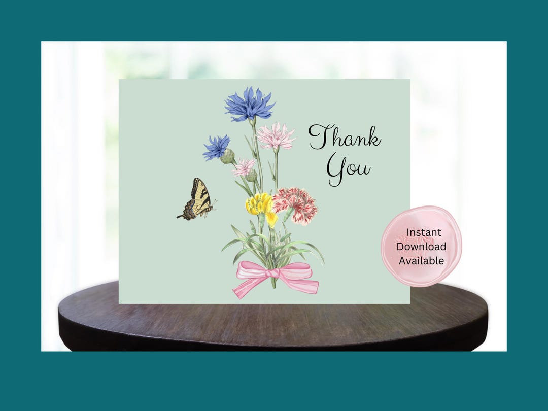 Printable Thank You Card/printable Thank You Note/note Card/pretty Note ...