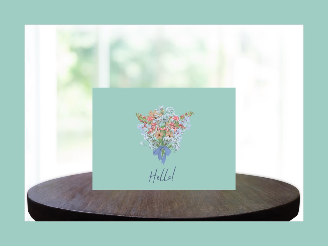 Editable Floral Hello Thoughtful Greeting Card - 5x7 Printable Note for ...