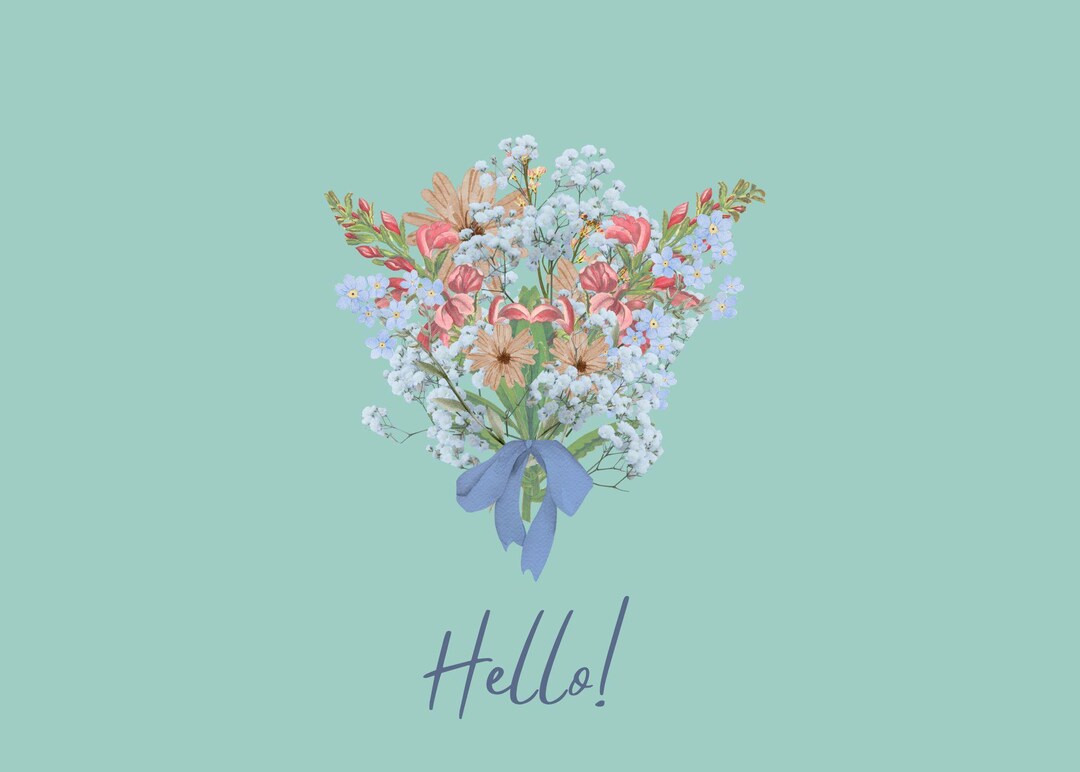 Printable Hello Card, 5 X 7 Digital Download Print at Home Card - Etsy