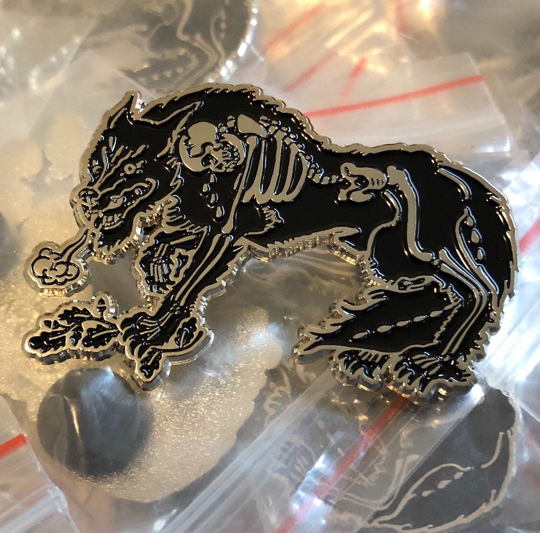 Werewolf of the Woods Enamel Pin Wolf Within Large Metal Skeleton Pin ...