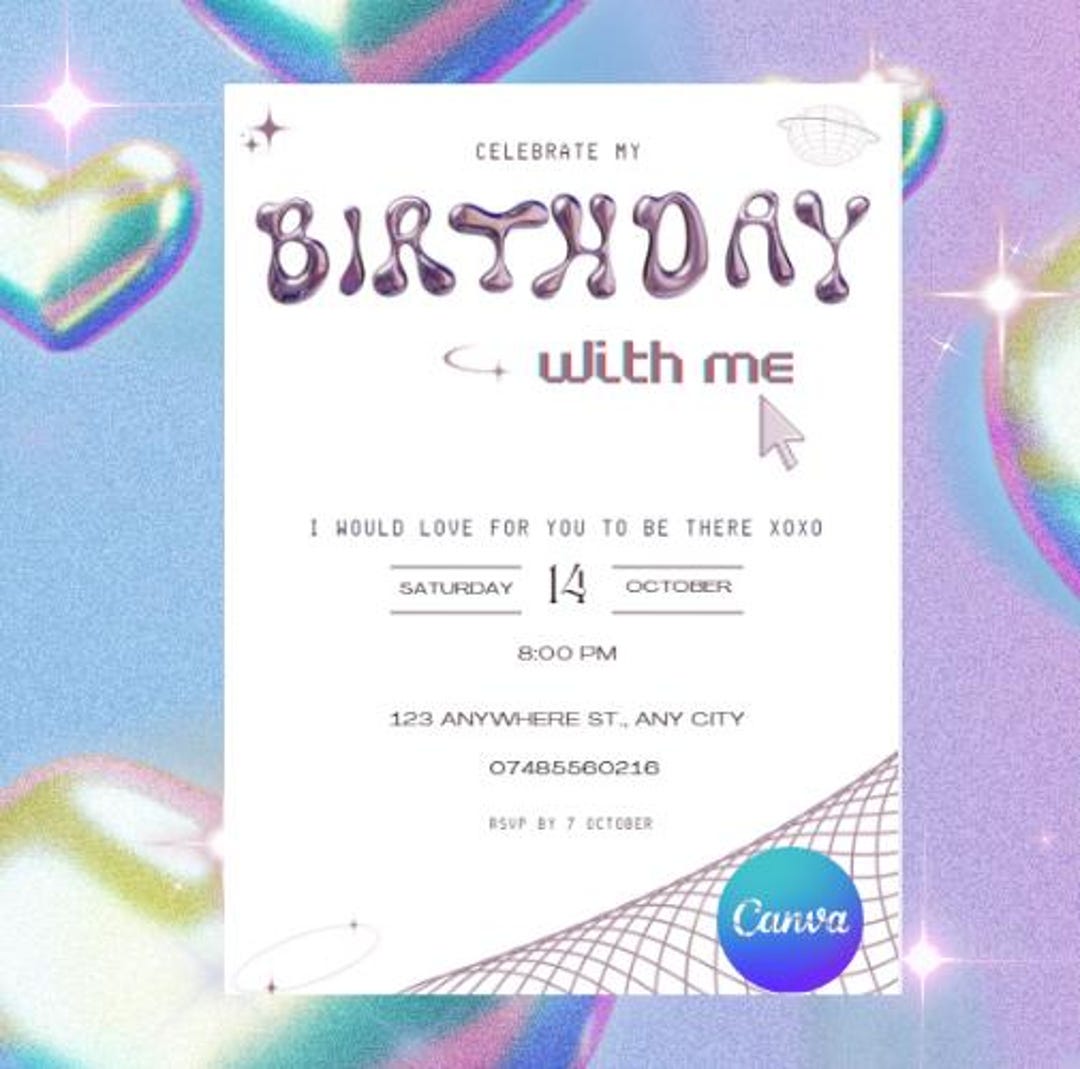 Y2K Girly Birthday Party Invitation | Early 2000s Themed Birthday Party ...