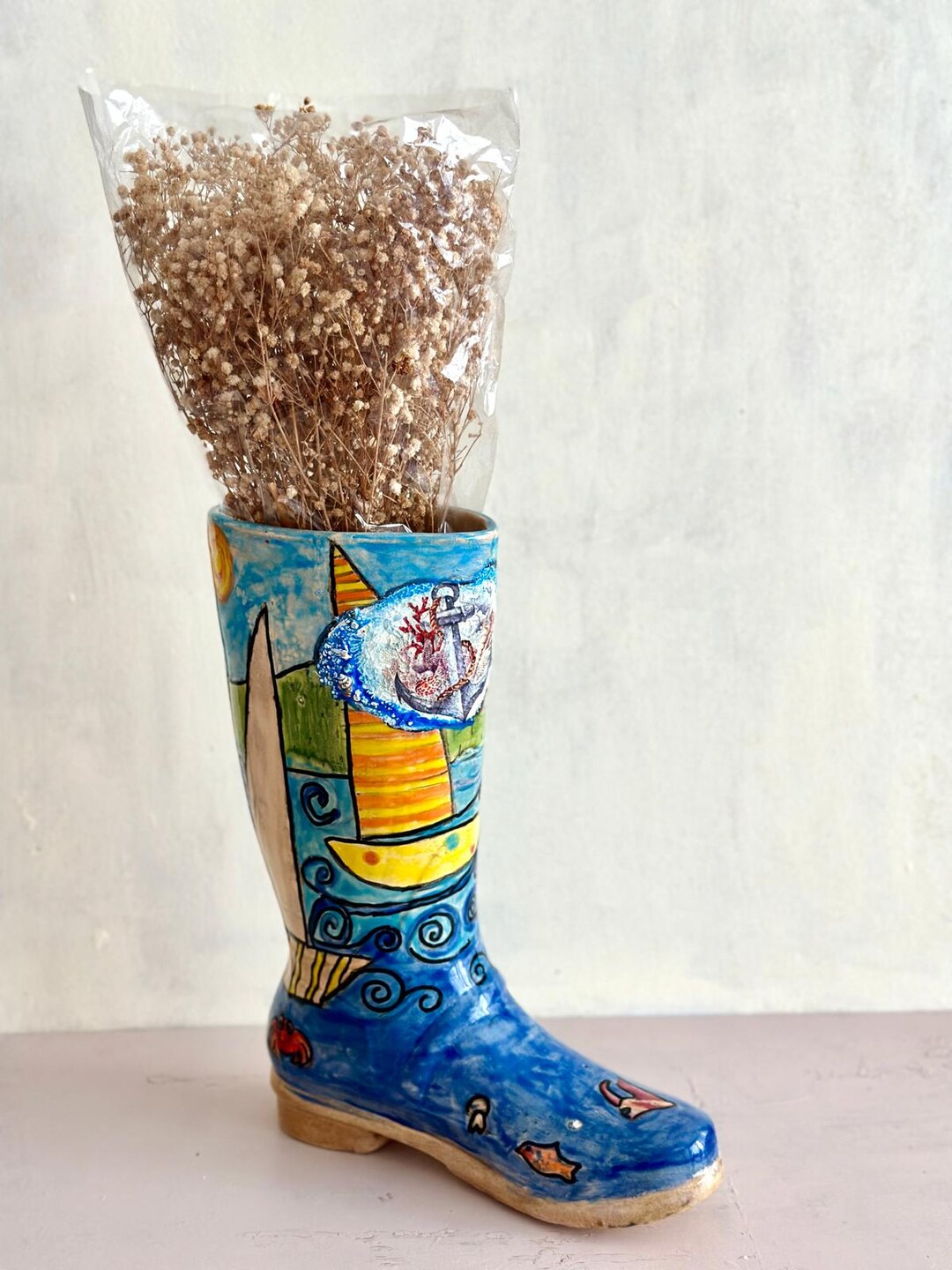 Ceramic Boot Vase ,handmade Pottery ,garden Decor - Etsy