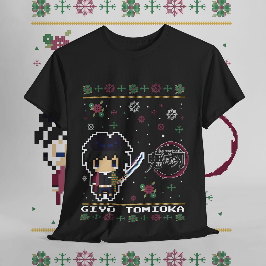 Giyu Tomioka Pixel Christmas T-shirt, Giyu Tomioka, Demon Slayer Shirt ...