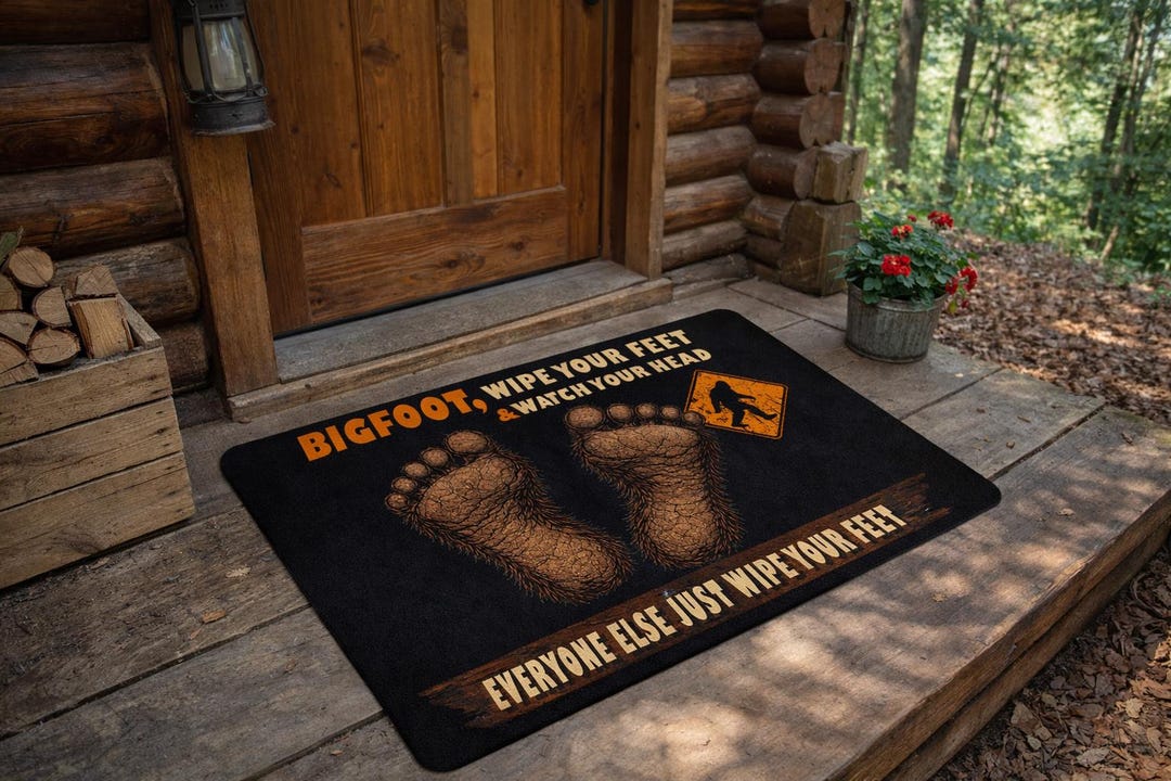 Bigfoot Wipe Your Feet Doormat | Funny Sasquatch Welcome Mat | Bigfoot ...
