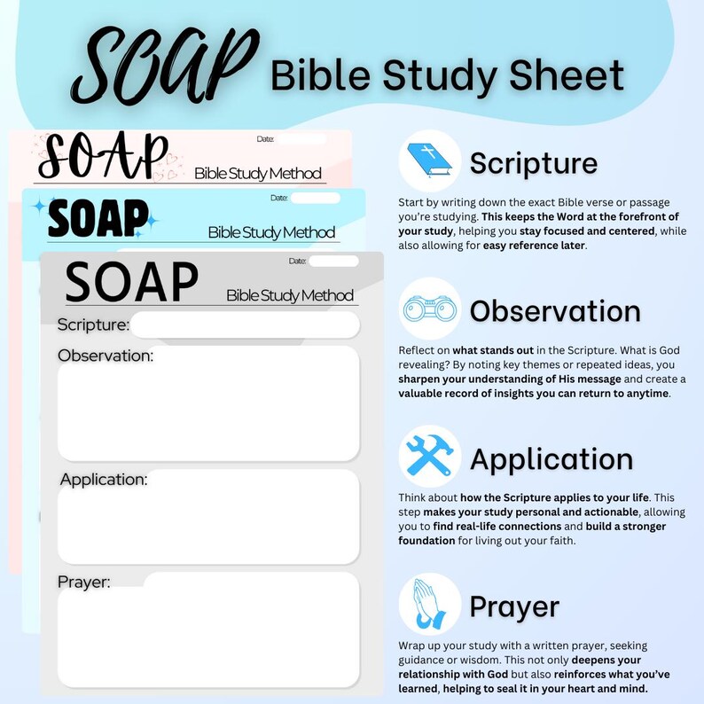 SOAP Bible Study Template - 3 Pack - Digital Download - Etsy