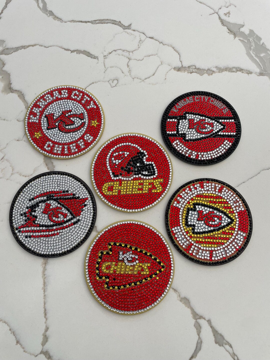 Kansas City Chiefs Diamond Painting Coasters Set of 6 - Etsy