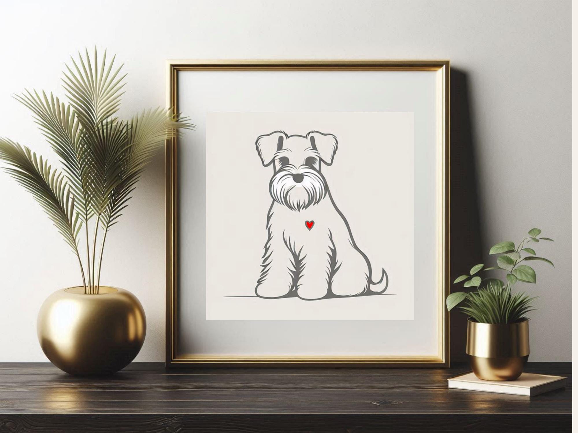 Minimalist Miniature Schnauzer Line Art Modern Dog Lover Wall Art With ...