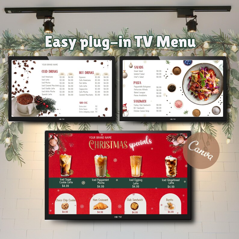 Christmas TV Menu, Christmas Menu, Editable TV Menu Template for ...