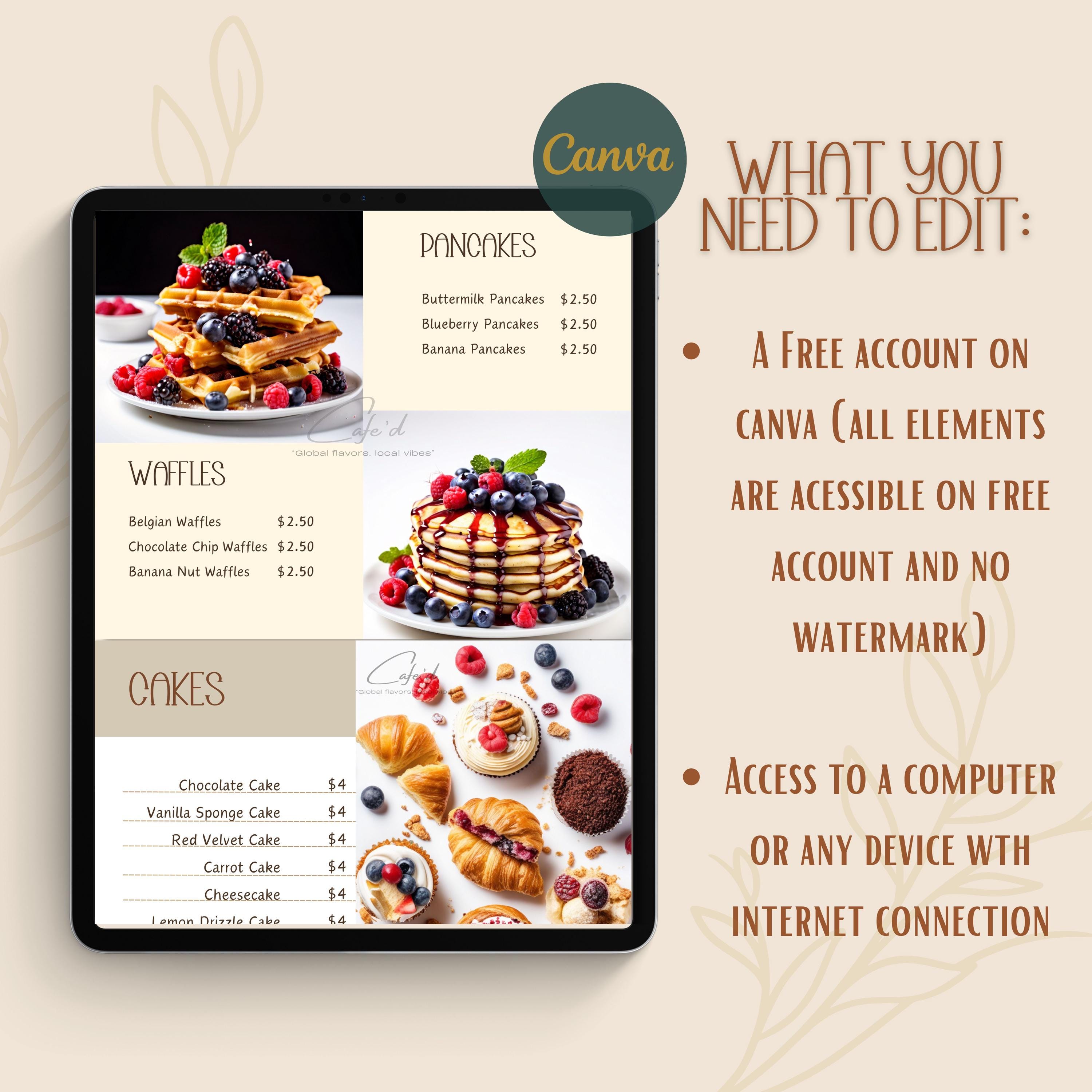Coffee Menu cafe & Restaurant Menu Menu Template Editable Digital Print ...
