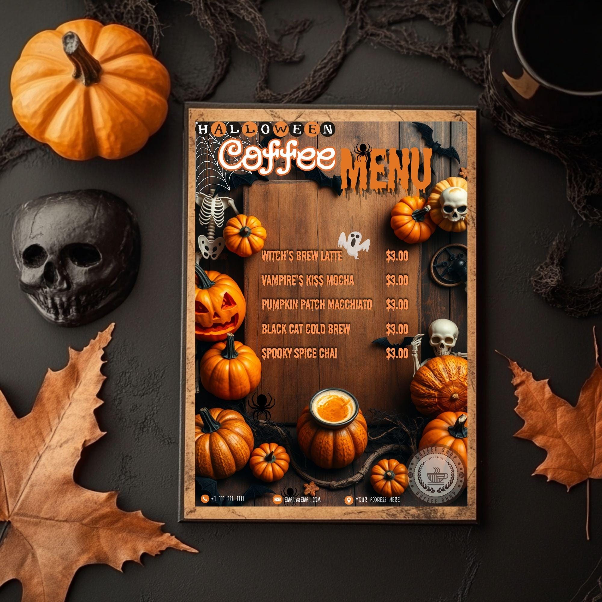 Coffee Shop Halloween Menu, Cafe Menu, Halloween Menu, Digital Menu ...