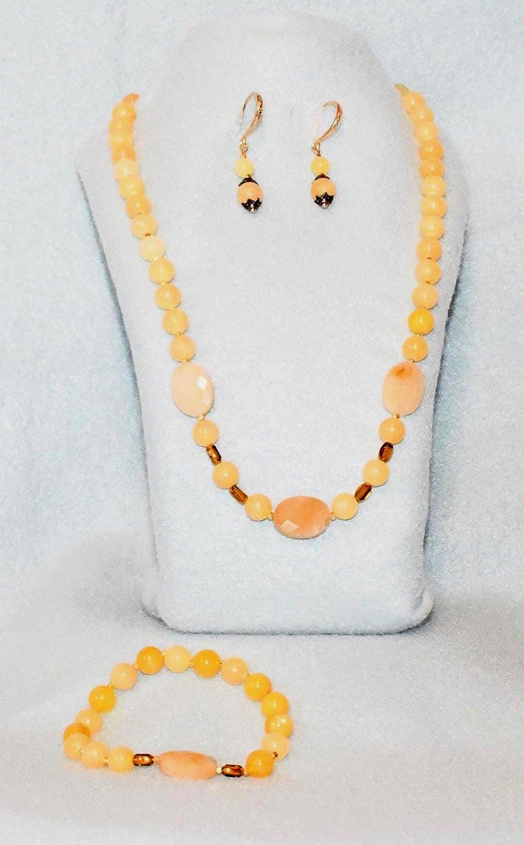 Honey Calcite 3 Piece Set, Necklace Bracelet and Earrings. - Etsy