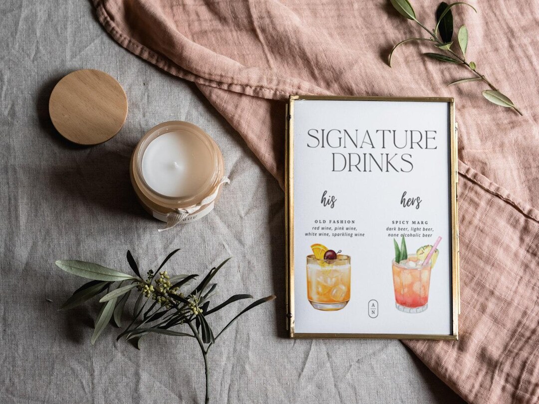 Minimalist Cocktail Drink Menu Template, Signature Cocktail Sign ...