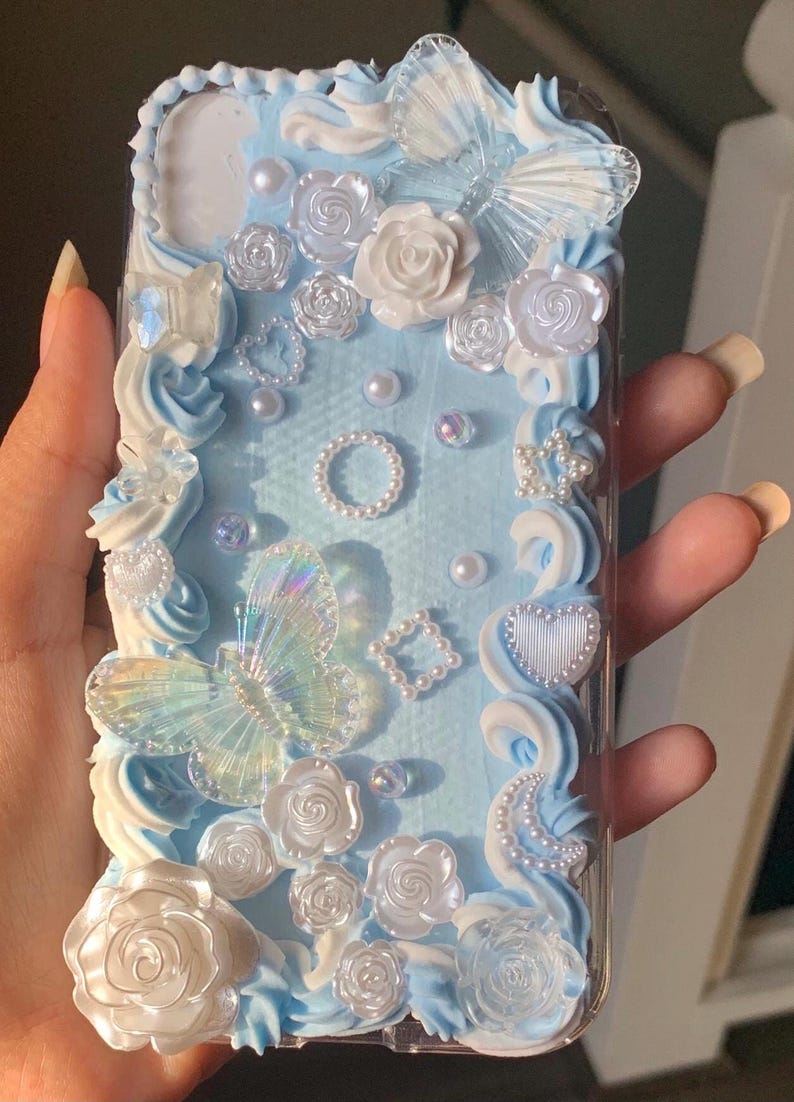 Elegant Butterfly Phone Case With Pearls & Flowers - Vintage, Delicate ...