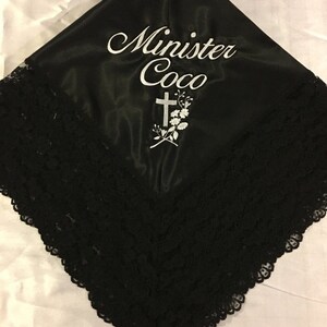 Custom Lap Scarves, Church Lap Scarf, First Lady Lap Scarf, Black Satin ...