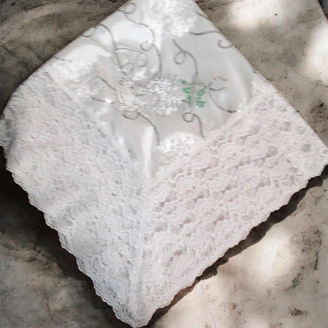 White Church Lap Scarf With Silver Sequins Embroidered First Lady ...