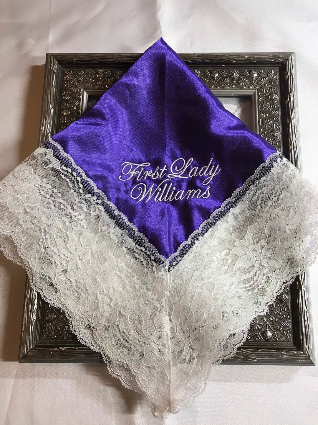 Women's Lace Handkerchief, First Lady Church Handkerchief, Monogrammed ...