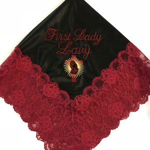Custom Lap Scarves, Church Lap Scarf, First Lady Lap Scarf, Black Satin ...