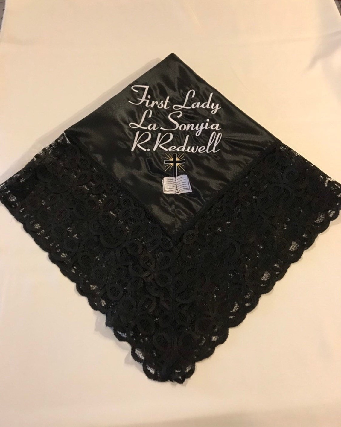 Women’s Lap Scarves Church Lap Scarf Custom First Lady Black Satin Lap ...