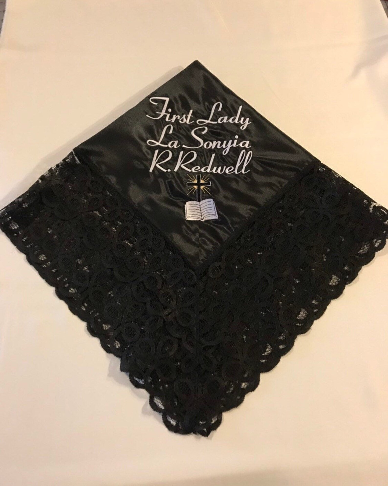 Women’s Lap Scarves Church Lap Scarf Custom First Lady Black Satin Lap ...