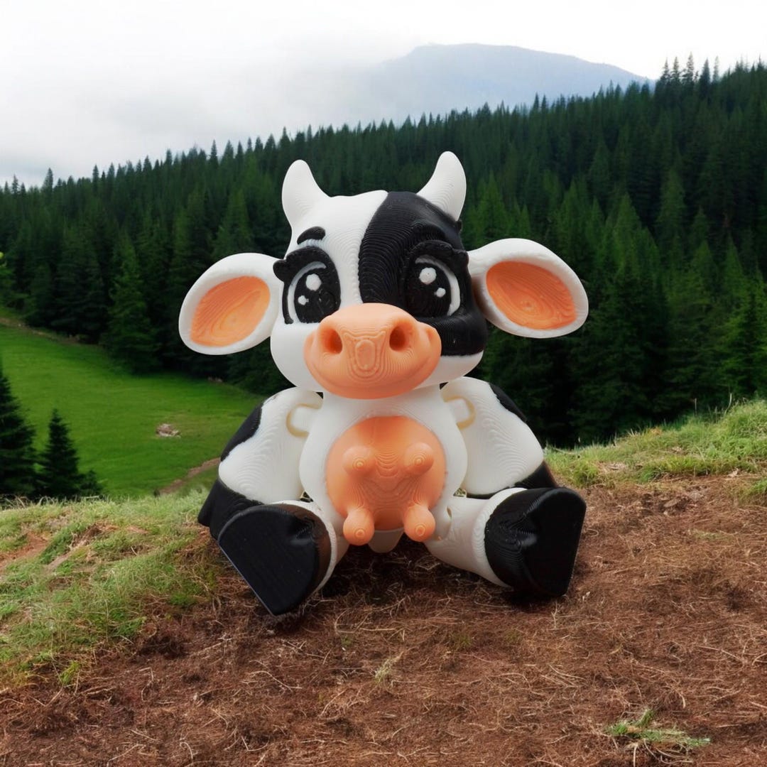 Flexy Cow 3D Printed Poseable Cow Figurine Adorable Collectible Desk ...