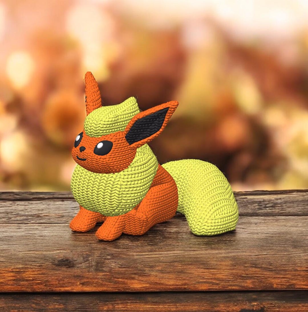 Knitted Flareon-inspired 3D Figurine Adorable Pokémon Collectible ...