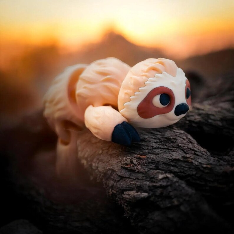 Flexi Articulated Sloth 3D Printed Poseable Sloth Figurine Cute ...