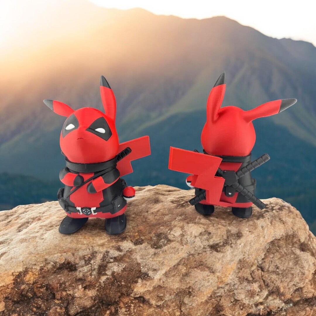 Pikapool 3D Printed Pikachu X Deadpool Mashup Figurine Fun Collectible ...