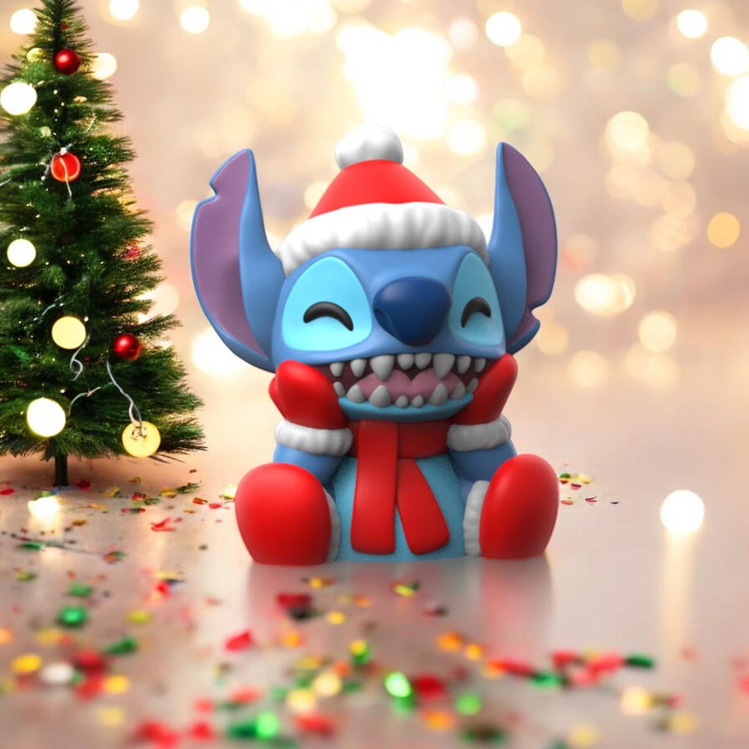 Christmas Stitch-inspired Alien Creature 3D Printed Cute Christmas Desk ...