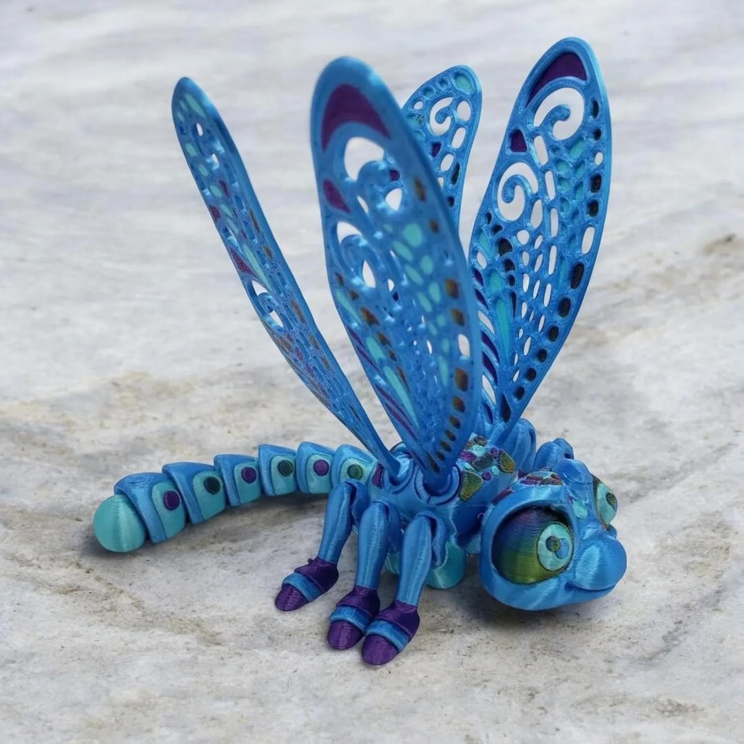 Flexi Factory Dragonfly 3D Printed Articulated Dragonfly Fidget Toy ...