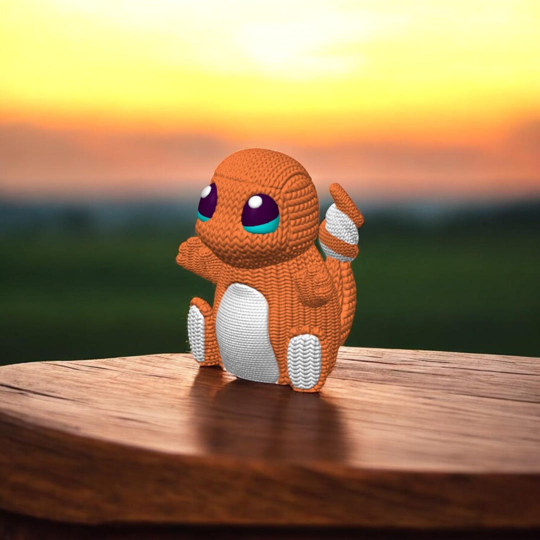 Knitted Charmander-inspired 3D Figurine Adorable Pokémon Collectible ...