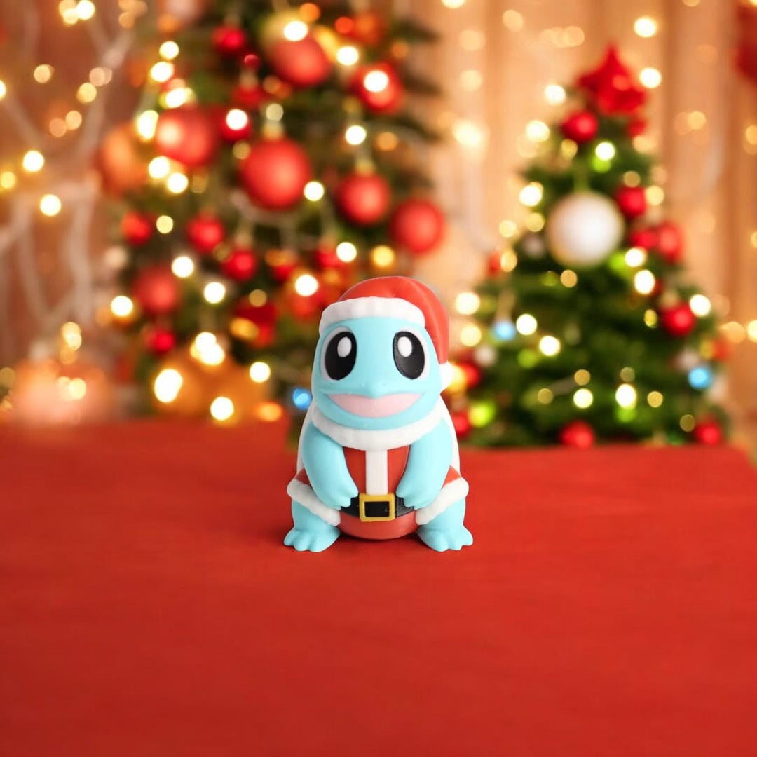 Christmas Squirtle-inspired Collectible Figurine 3D Printed Holiday ...