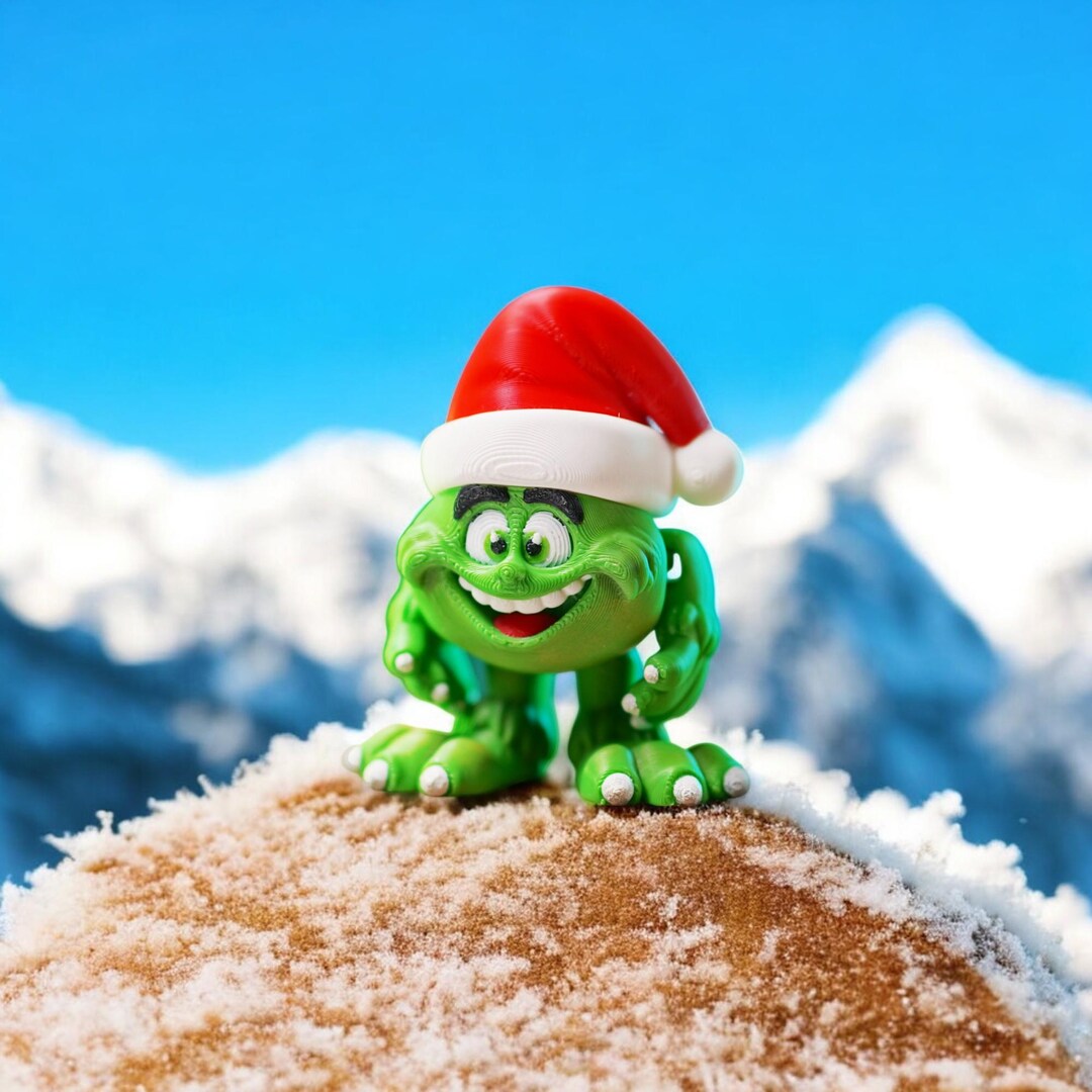 Flexy Baby Grinch 3D Printed Poseable Christmas Grinch Figurine Fun Holiday Collectible Desk Toy ...