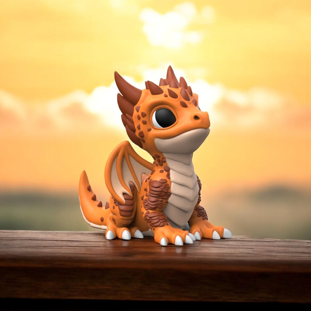 Baby Dragon 3D Printed Cute Dragon Figurine Adorable Collectible Desk ...