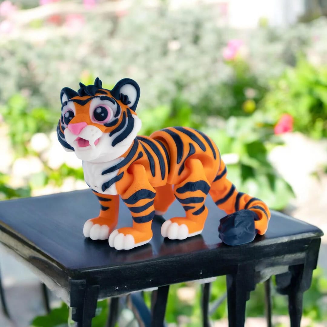Flexi Articulated Tiger 3D Printed Poseable Tiger Figurine Cute ...